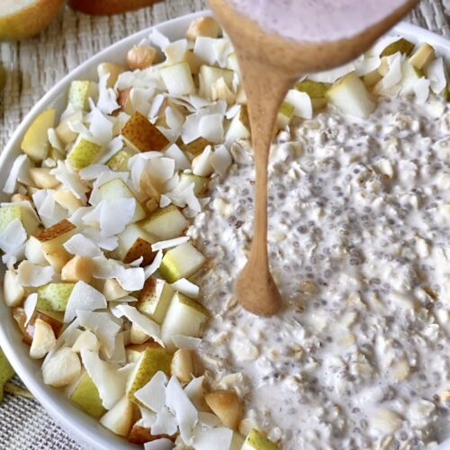 Creamy Pear + Almond Butter Oat Bowl | Crazy Richard’s